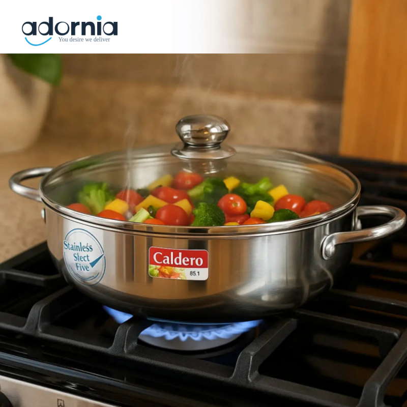 Caldero 20cm Stainless Steel Caldero Pot With Glass Lid – Gas Stove ...