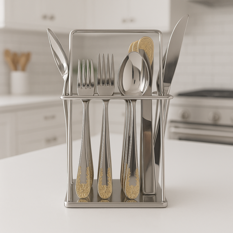 26-Piece ALPEN Cutlery Set – Stainless Steel With Gold Detailing | Adornia