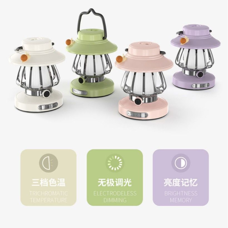 Vintage Pastel LED Lantern Lamp – Rechargeable & Dimmable Bedside Light ...